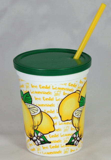 Airlite Plastics 16 Oz Lemonade Plastic Drink Cups with Lid and Straw