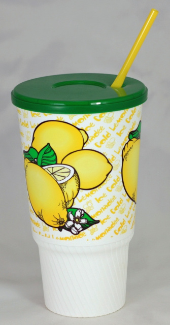 32 oz. Premium Economy 350 Count Lemonade Cup w/Lid and Straw