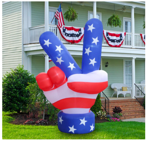 4 Foot US Hand Doing the Peace Sign Patriotic Inflatable