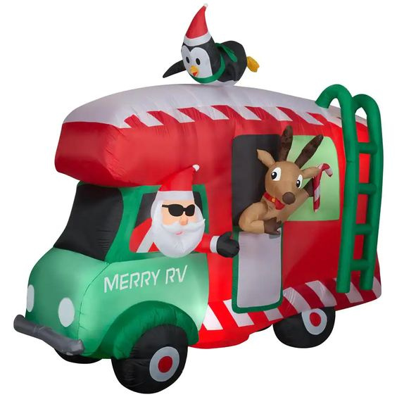 Santa in Merry RV Camper Christmas Inflatable