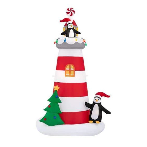 Lighthouse with Penguins Holiday 2023 Christmas Inflatable