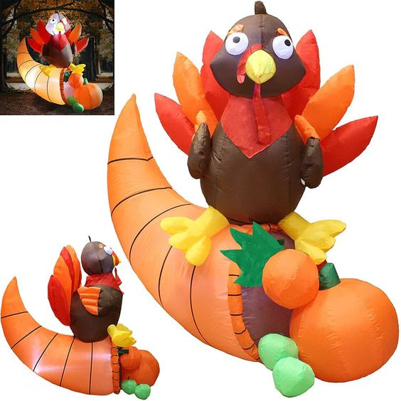 Snoopy Red Barron with Woodstock Pumpkin Fall Inflatable