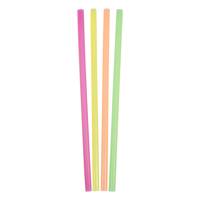 Unwrapped Plastic Neon Drink Straw