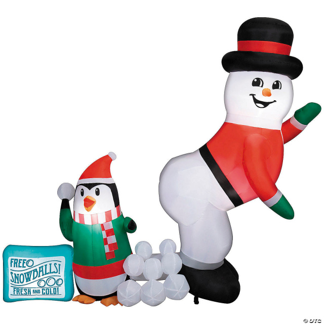 12 Foot Santa Peppermint Train with Polar Bear and Penguin Inflatable